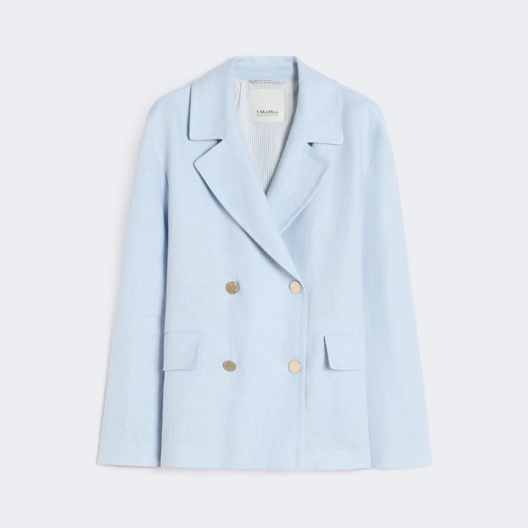 S MAX MARA SMMAvenue Double-breasted Linen Jacket in Light Blue ...