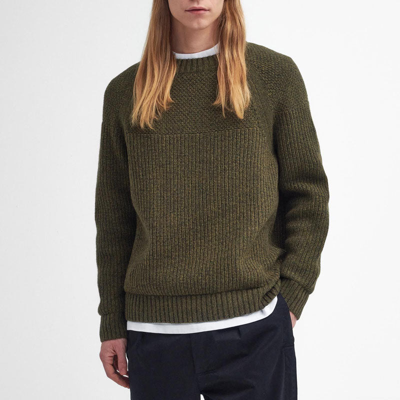 BARBOUR Gansey Crew Neck Sweater in Sage Mix | Collen & Clare