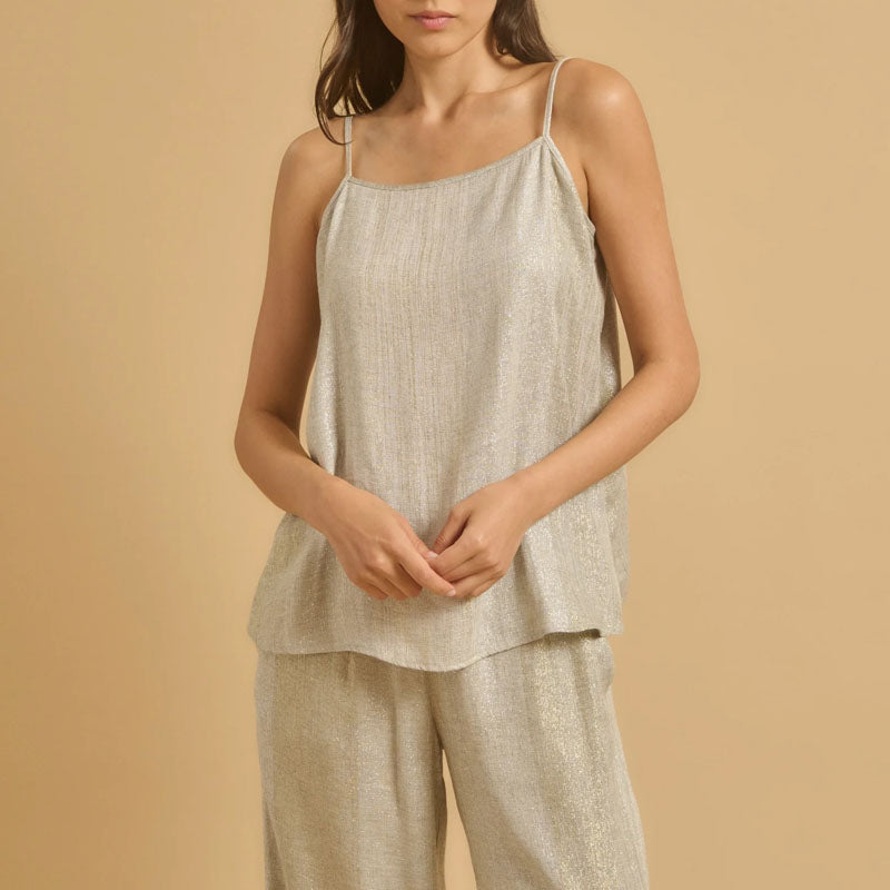 DIEGA Tofia Top in Metallic Ecru | Collen & Clare