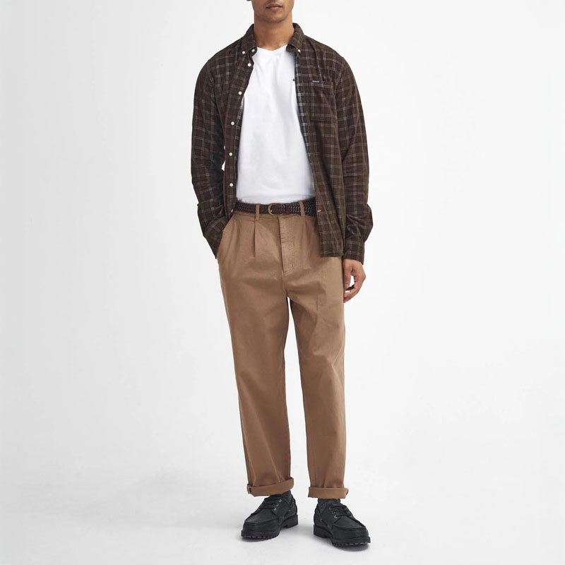 BARBOUR Washed Stretch Twill Relaxed Fit Trousers in Stone | Collen & Clare