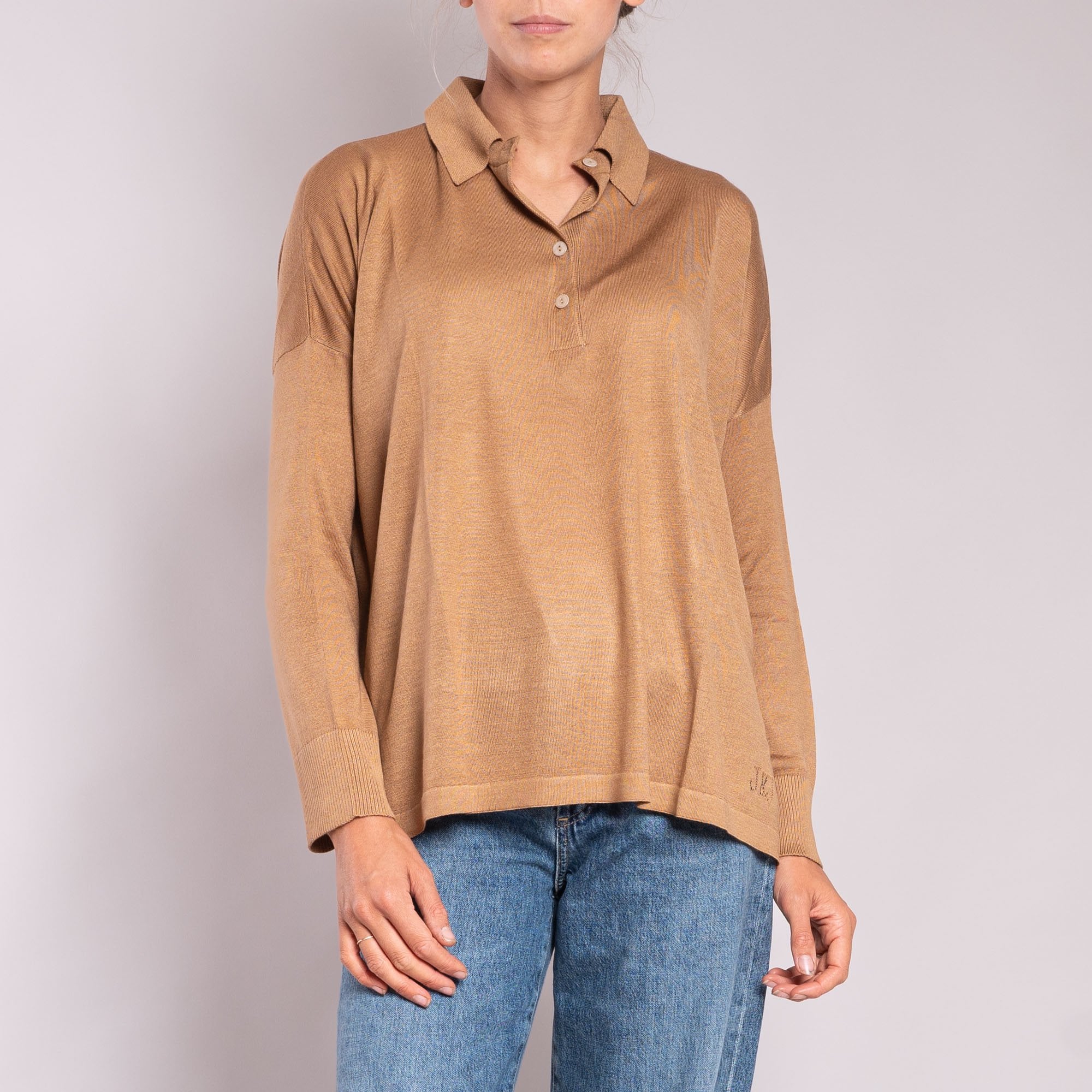 Buy JEAN & TEMPLE Silk & Cashmere Shirt in Caramel | Collen & Clare
